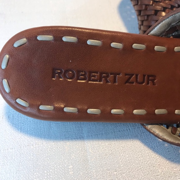 Robert Zur | Shoes | Robert Zur Slide In Ring Toe Woven Leather Sandals ...